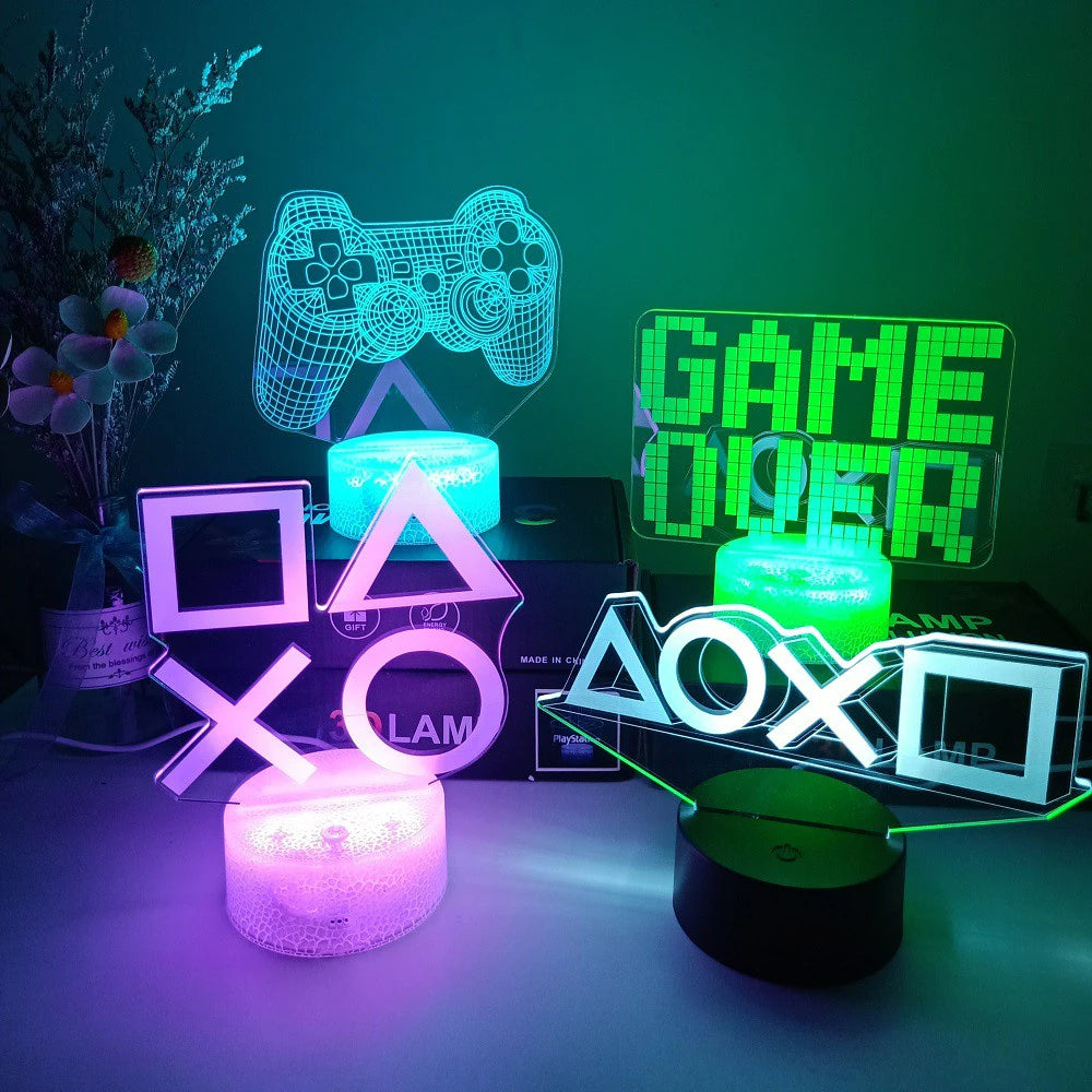 3D LED Lampa Gamer | Playstation | Xbox | Dimbar | PC | 16 Färger ...